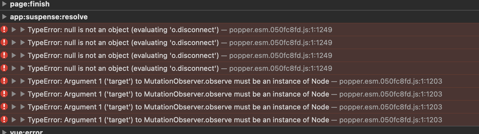 Popper Error When Navigating Away From Settings Page · Issue 1055