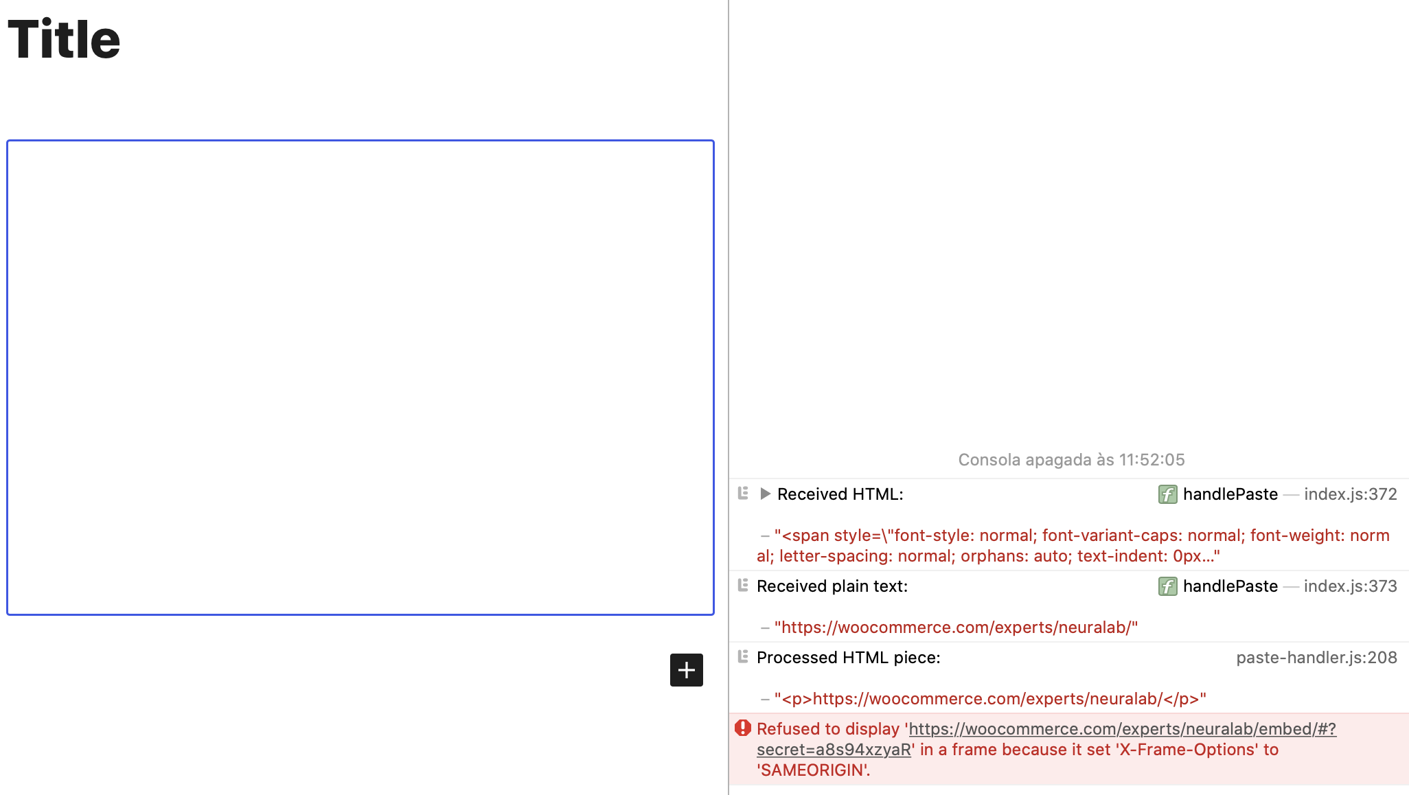 Embed block silently fails when target resource has same-origin frame policy · Issue #29429 ...