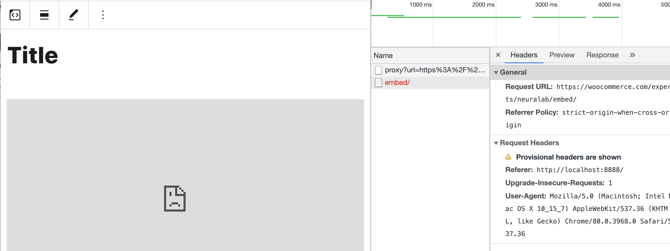 Embed block silently fails when target resource has same-origin frame ...