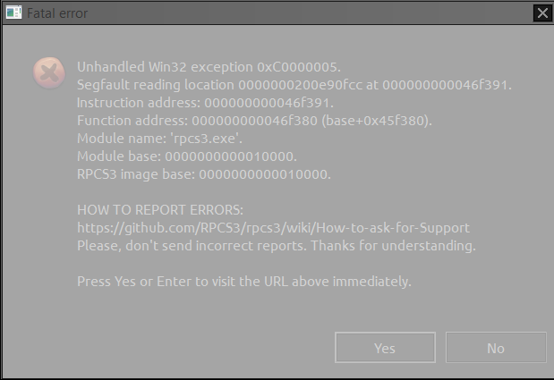 Debugger Crash \ Exception · Issue #3725 · RPCS3/rpcs3 · GitHub