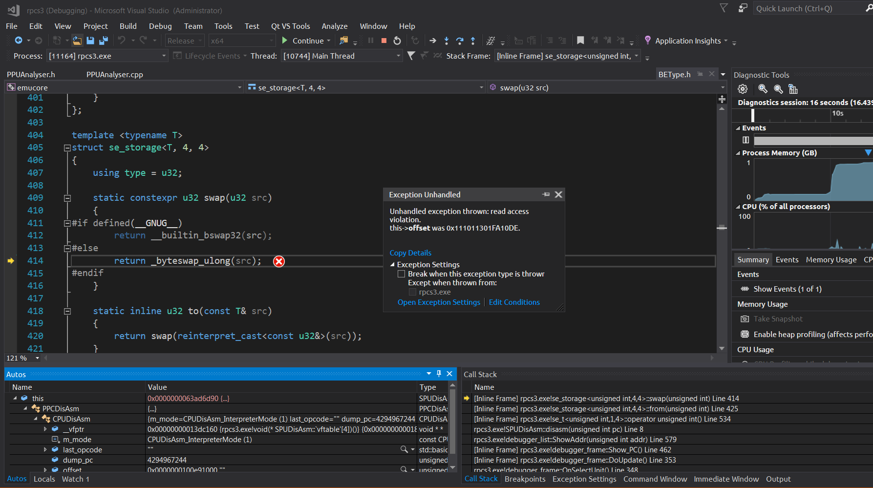 Debugger Crash \ Exception · Issue #3725 · RPCS3/rpcs3 · GitHub