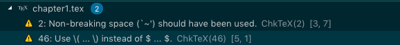 chktex: some warnings do not appear anymore · Issue #1444 · James-Yu/LaTeX-Workshop · GitHub