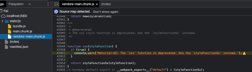 Material-UI: The `css` function is deprecated. Use the `styleFunctionSx` instead. · Issue #6570 ...