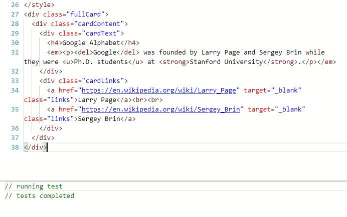 Test passes when it shouldn't on "Applied Visual Design: Use the del ...