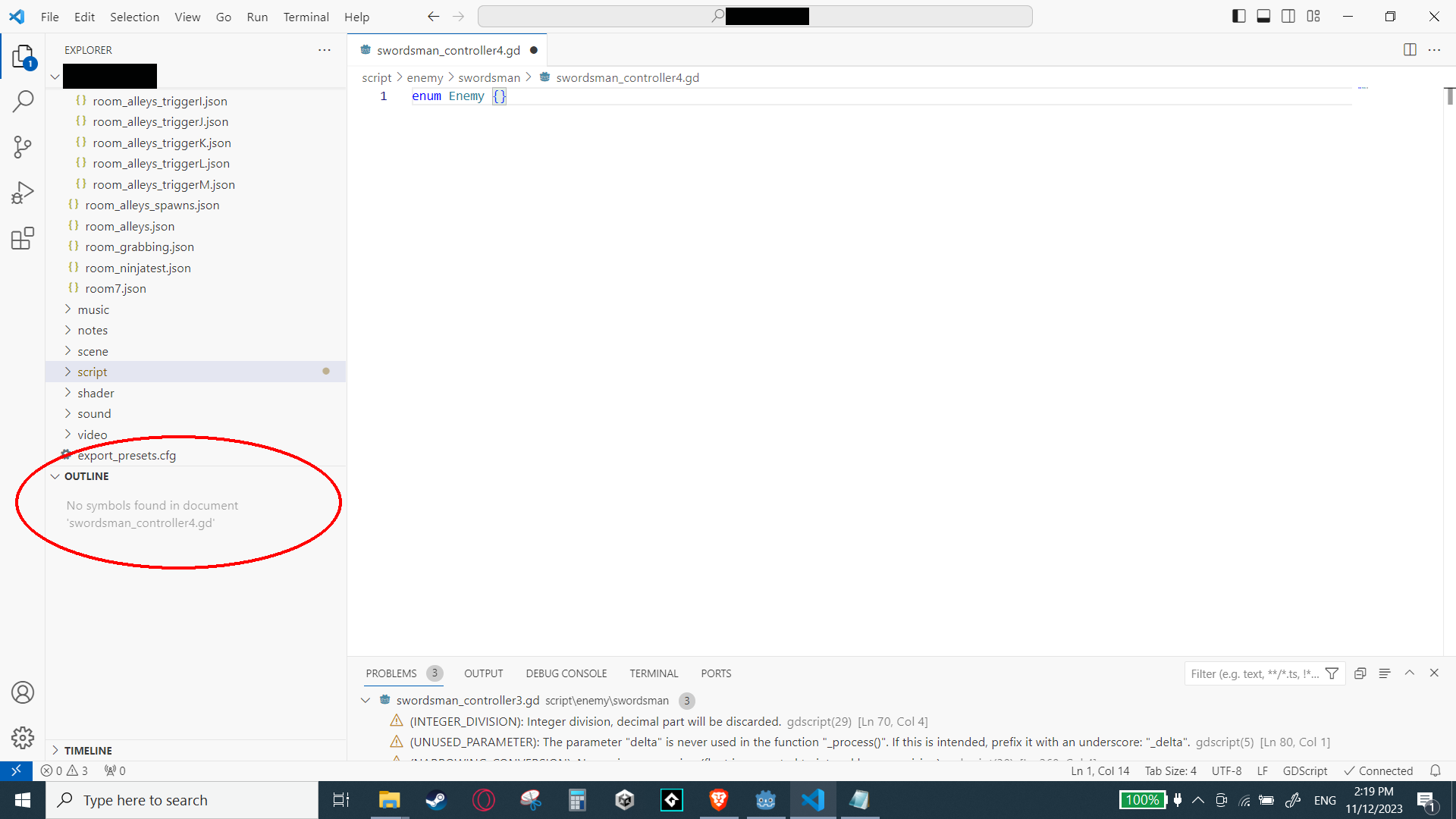 A named enum results in 'no symbols found' in outline · Issue #527 · godotengine/godot-vscode ...
