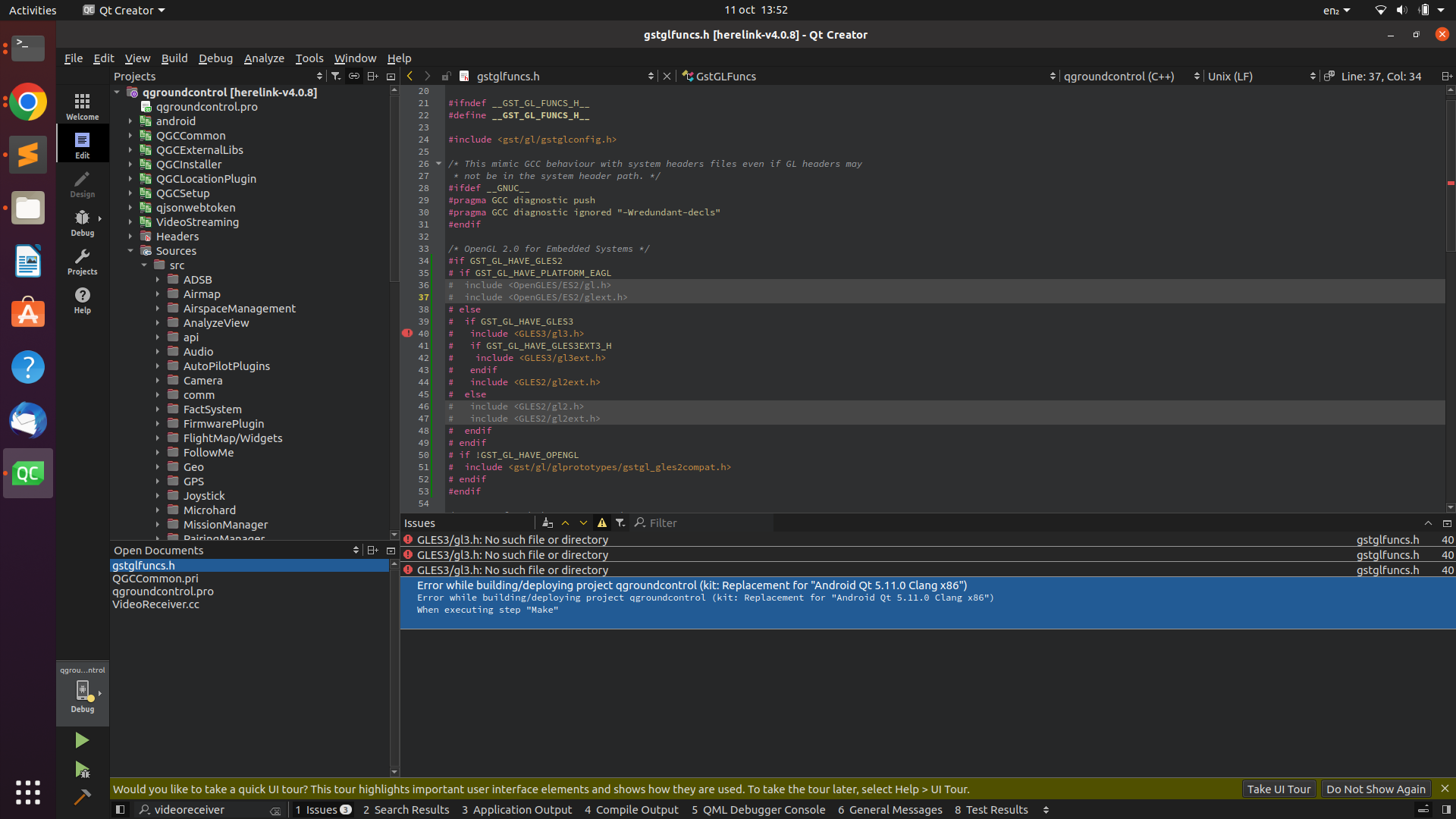GLES3/gl3.h: No such file or directory (Herelink Qgroundcontrol ...