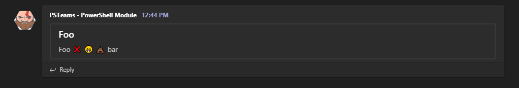 No emoji support · Issue #4 · EvotecIT/PSTeams · GitHub