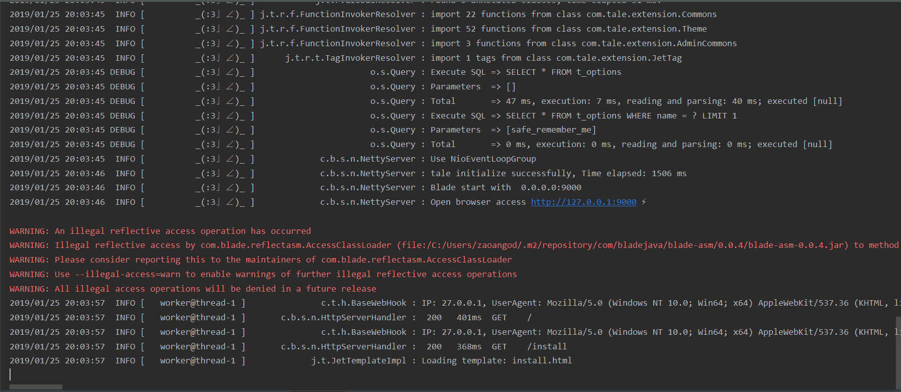 An illegal reflective access operation has occurred · Issue #325 · lets-blade/blade · GitHub