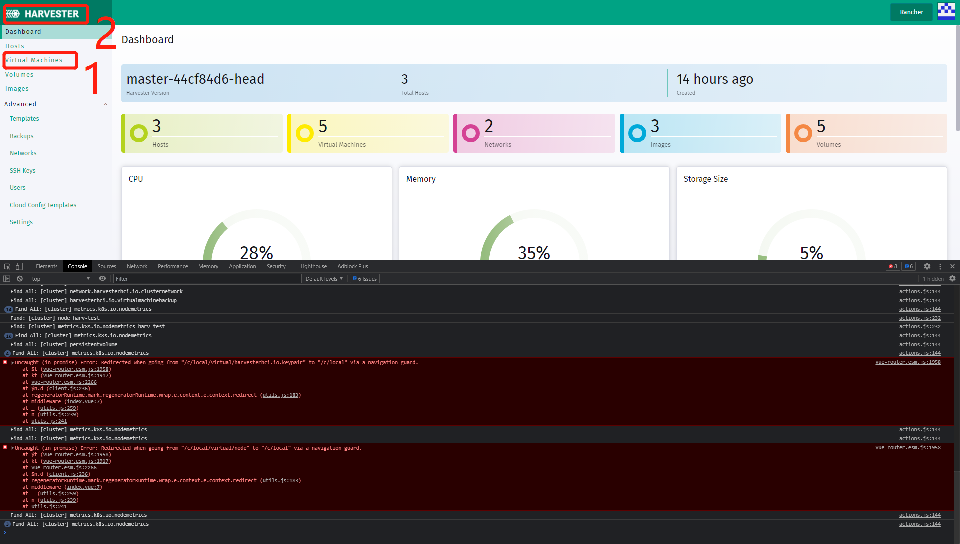 [BUG] ui console error · Issue #784 · harvester/harvester · GitHub