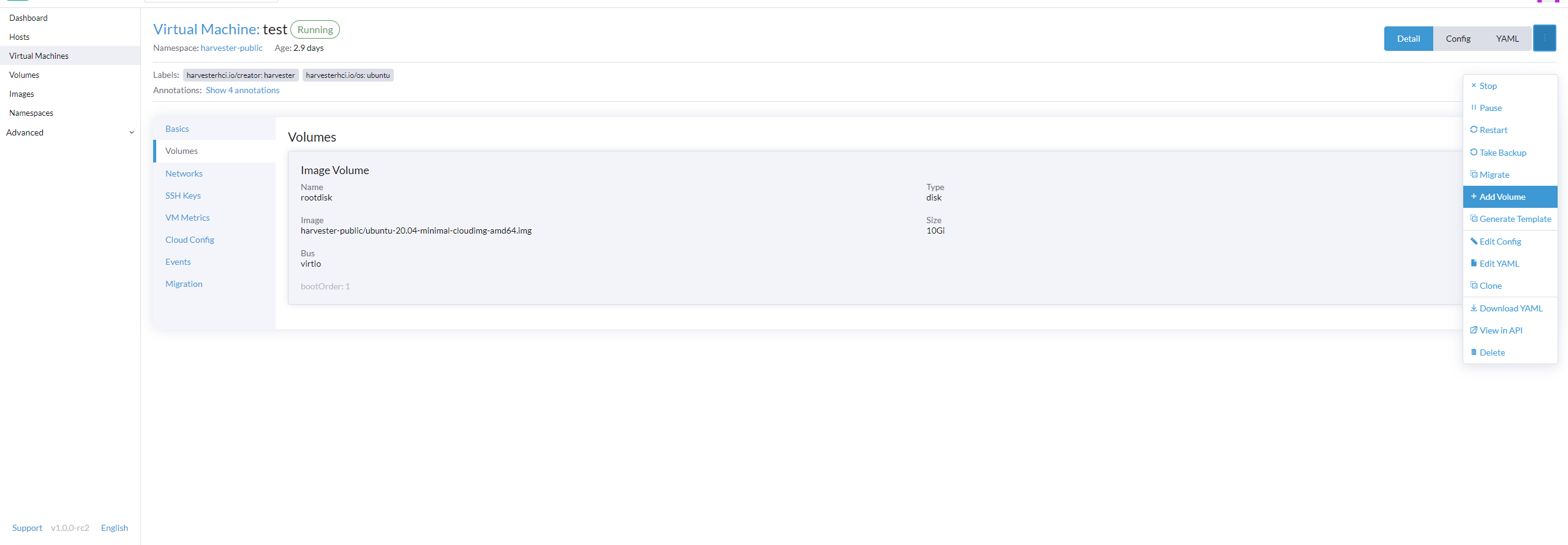 [BUG] After click "Detach volume" button, nothing happend · Issue #1708 · harvester/harvester ...