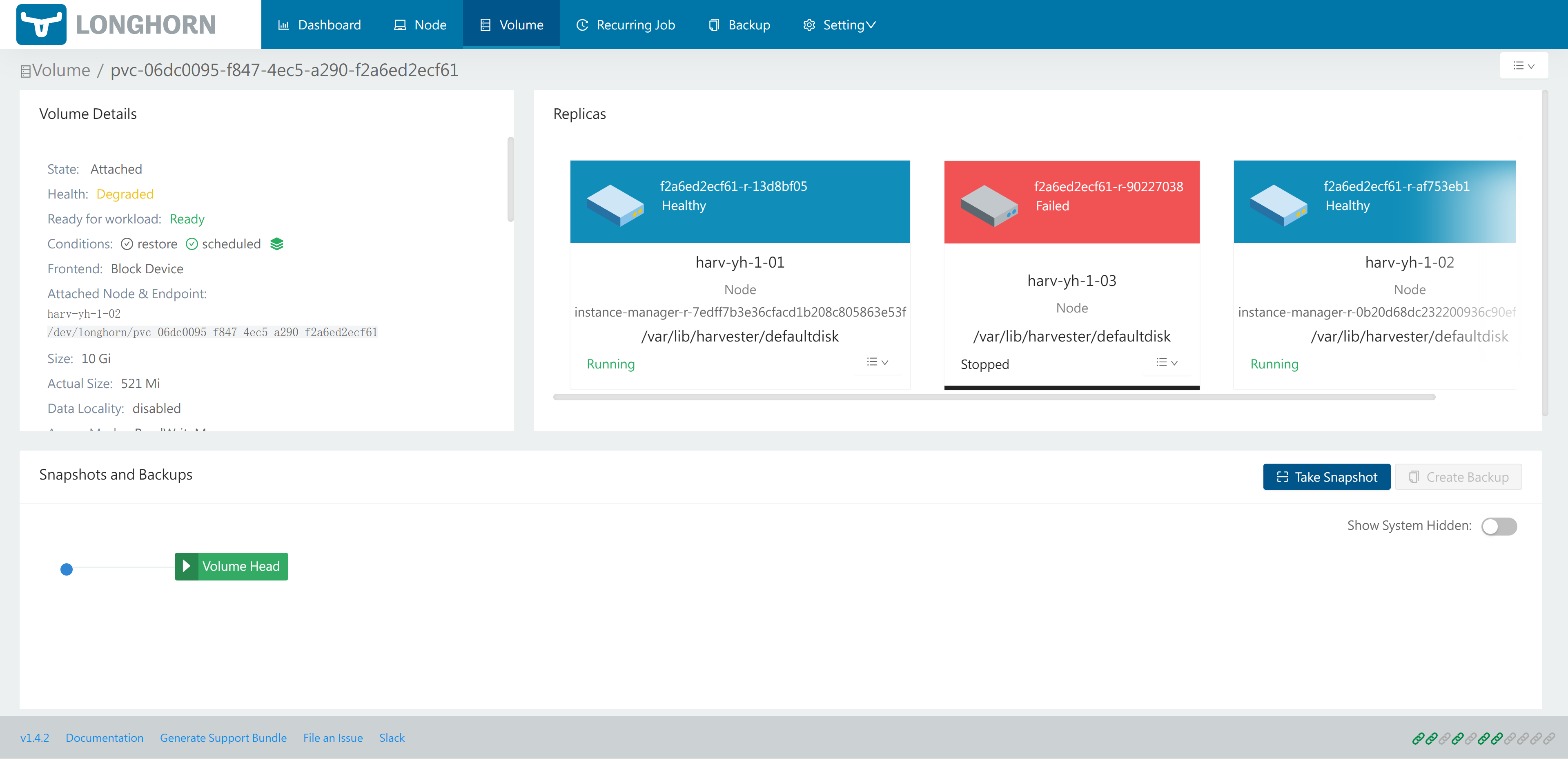 [BUG] User created snapshot deleted after node drain and uncordon · Issue #5992 · longhorn ...