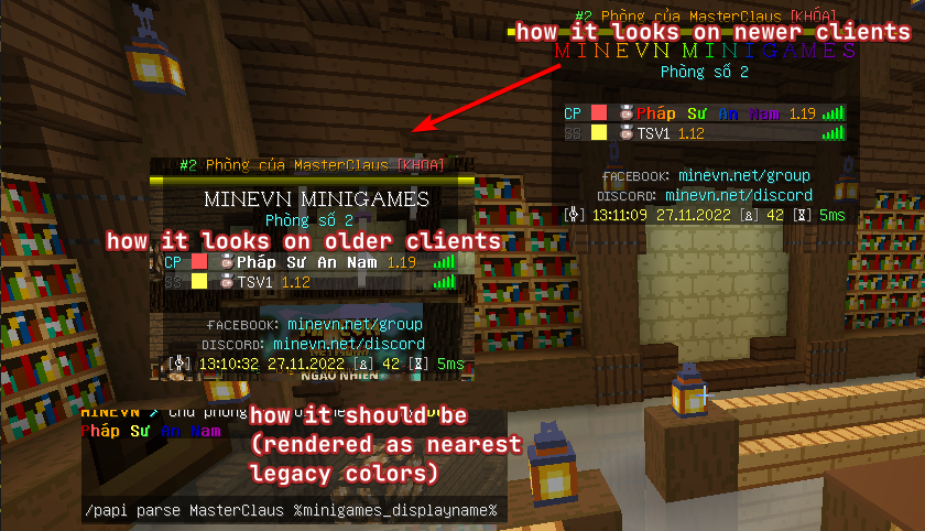 RGB colors are not rendered on older clients · Issue #699 · CodeCrafter47/BungeeTabListPlus · GitHub