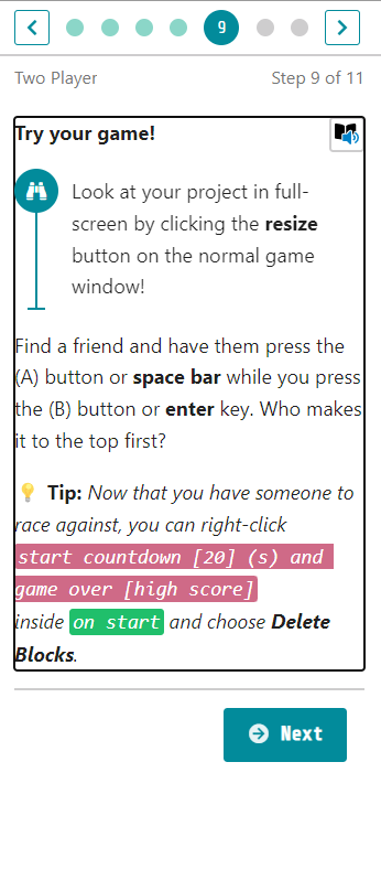 Step 9 of Two Player Balloon skillmap missing "Show me" video clip · Issue #5132 · microsoft/pxt ...