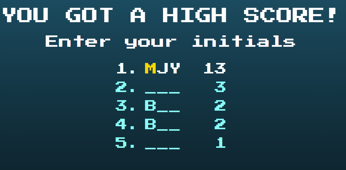 Kiosk: entering initials for high score skips digits when using arrow ...