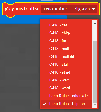 Make capitalization consistent in music disc dropdown · Issue #14 · microsoft/makecode-minecraft ...