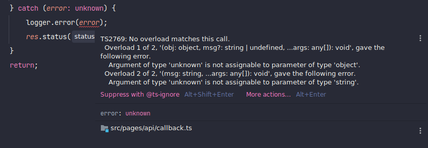 Typescript 44 Breaks Logging Exceptions From Catch · Issue 1115 · Pinojspino · Github 1717