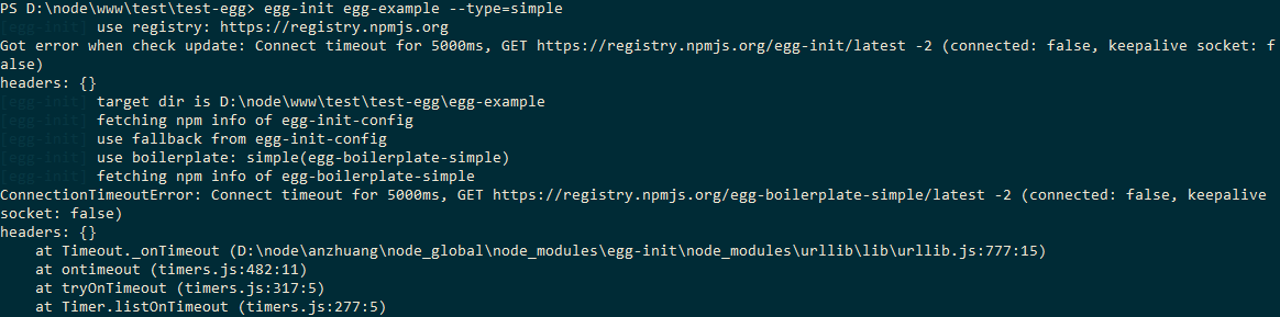 egg-init安装成功，但项目初始化失败 · Issue #2554 · eggjs/egg · GitHub