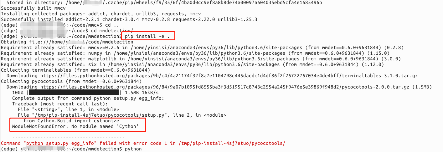 cython is installed by conda but when failed to use pip install . for mmdetection · Issue #742 ...