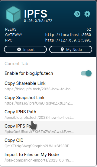 Copying CID/IPFS Link is slow · Issue #1221 · ipfs/ipfs-companion · GitHub