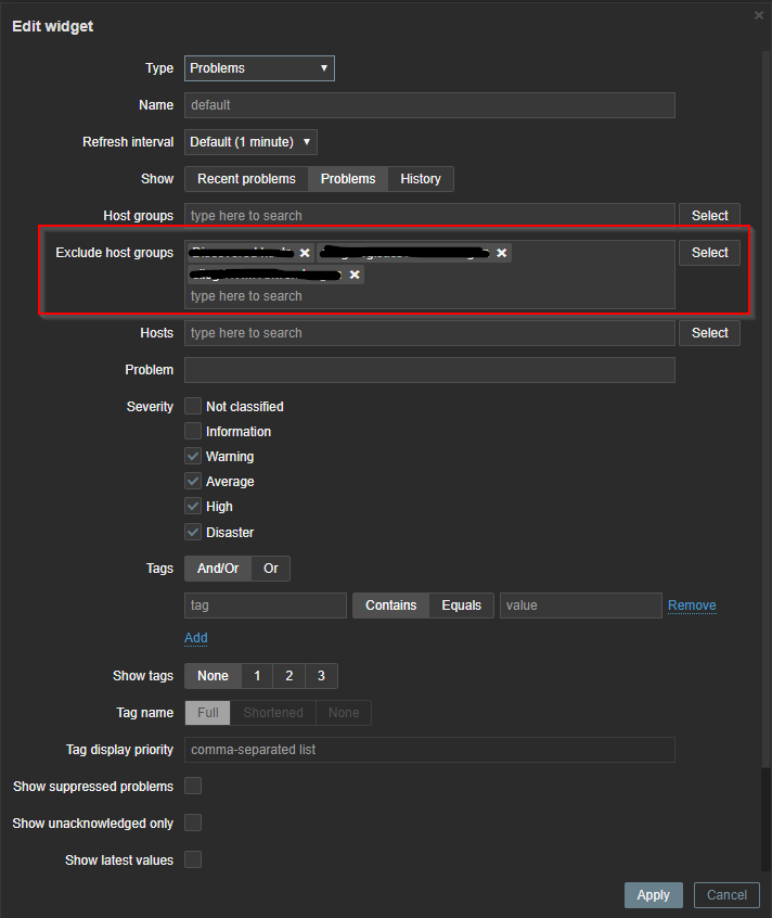 Execlude Host Groups In Zabbix Problems Panel · Issue 1742 · Grafana