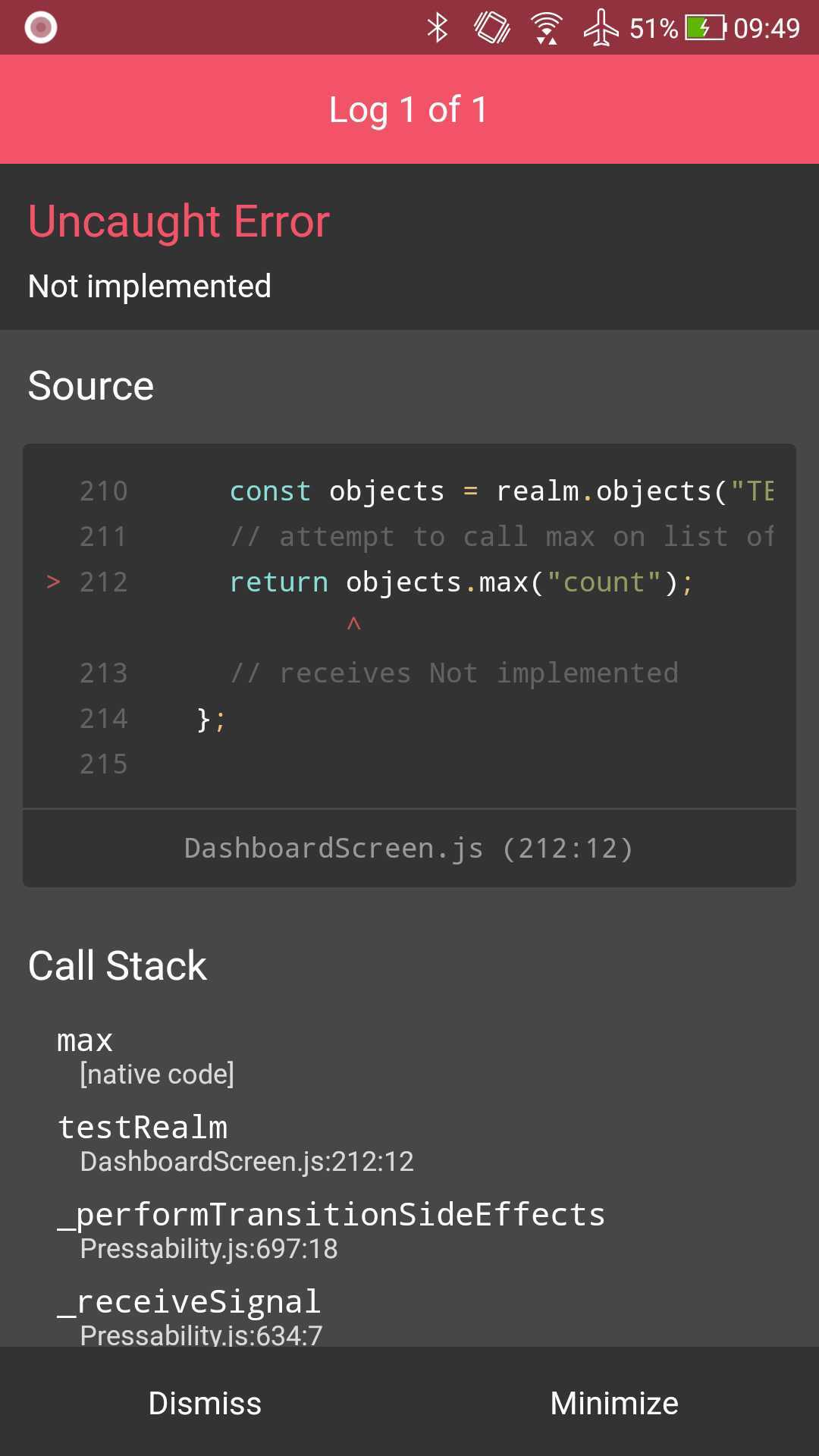 Error Using Objects max Function Not Implemented Issue 3674 Realm