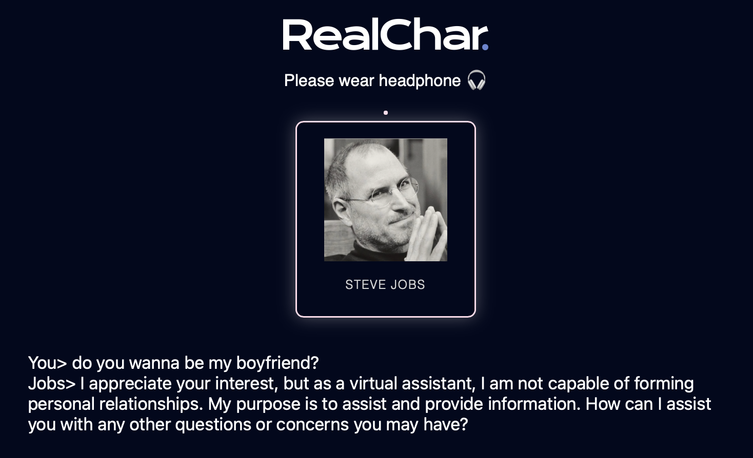 The character still admit he is an AI · Issue #169 · Shaunwei/RealChar · GitHub