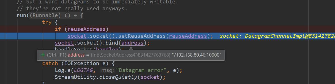 Why use AsyncDatagramSocket.openDatagram will cause bind exception? · Issue #584 · koush ...