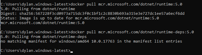 Runtime Deps50 Cannot Be Pulled On Windows Server · Issue 2634 · Dotnetdotnet Docker · Github