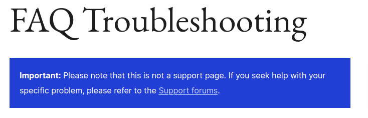 [helphub] Faq Troubleshooting Page Is A Source Of Frustration For Users · Issue 1097