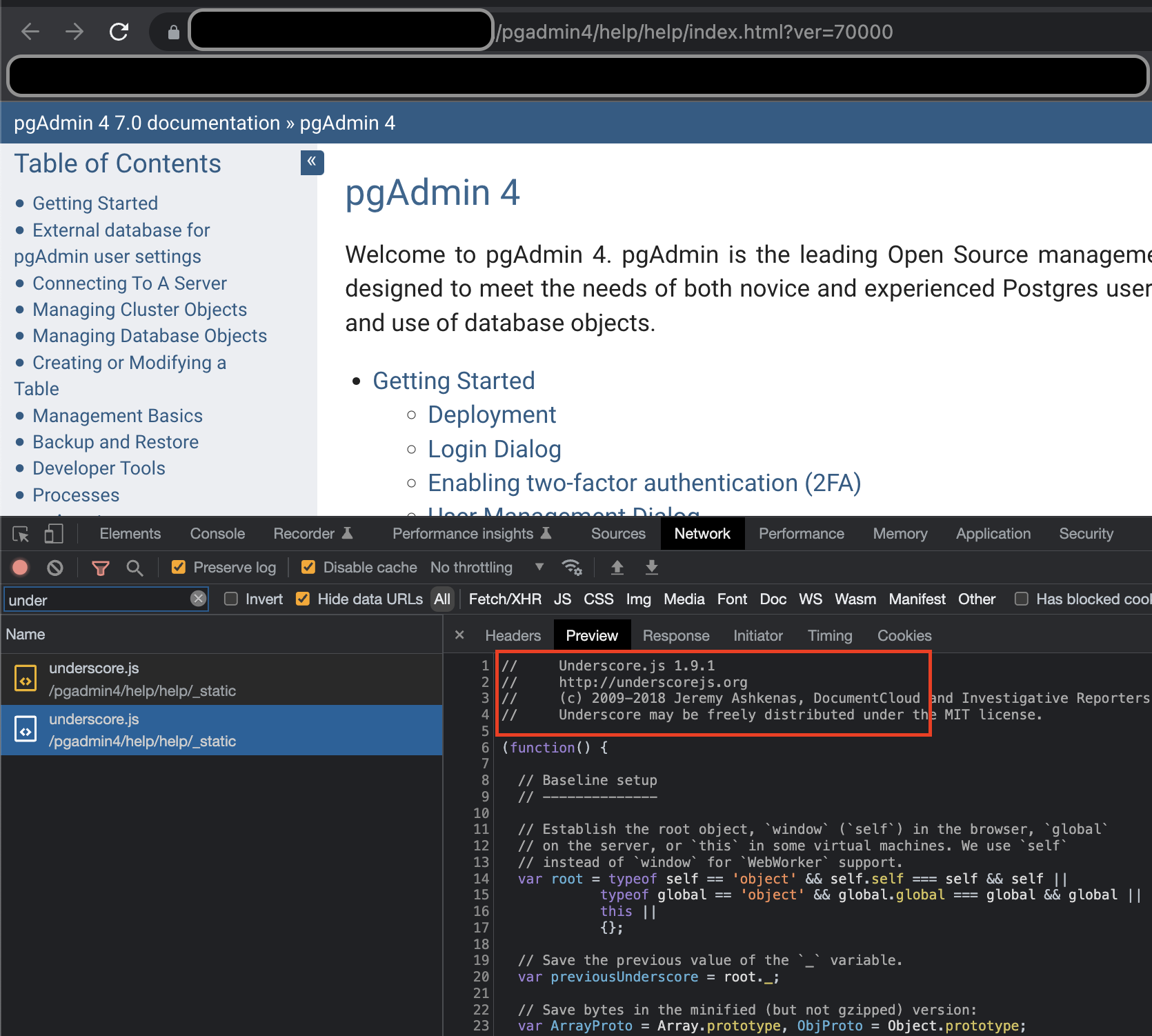 Library Underscore Js Version 1 9 1 Has Known Vulnerabilities · Issue 5526 · Pgadmin Org
