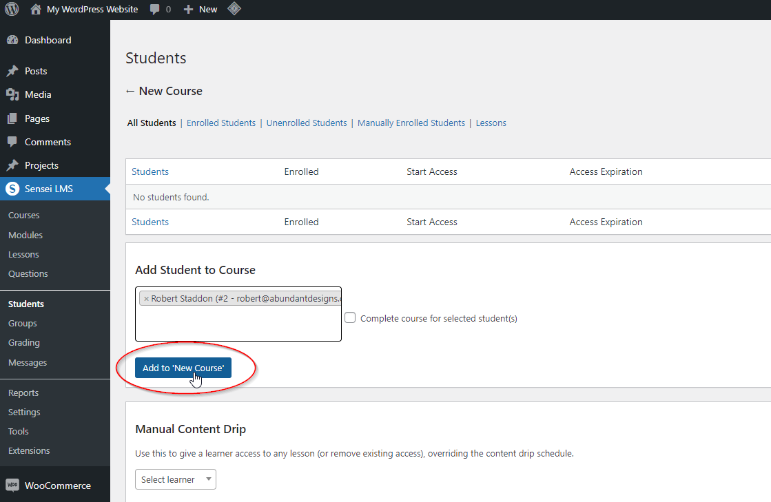 "Add Student to Course" not working on courses that have no existing students enrolled · Issue ...