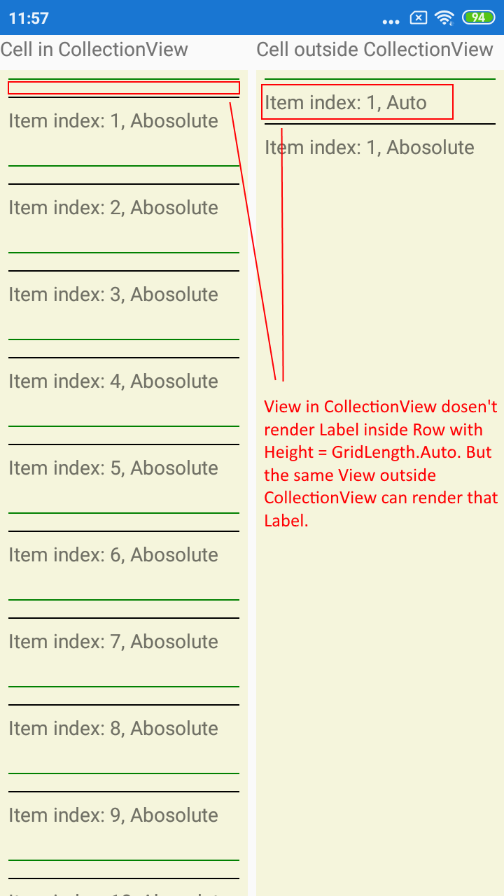 Bug Collectionview Android Cells Doesnt Render Labels Inside Row
