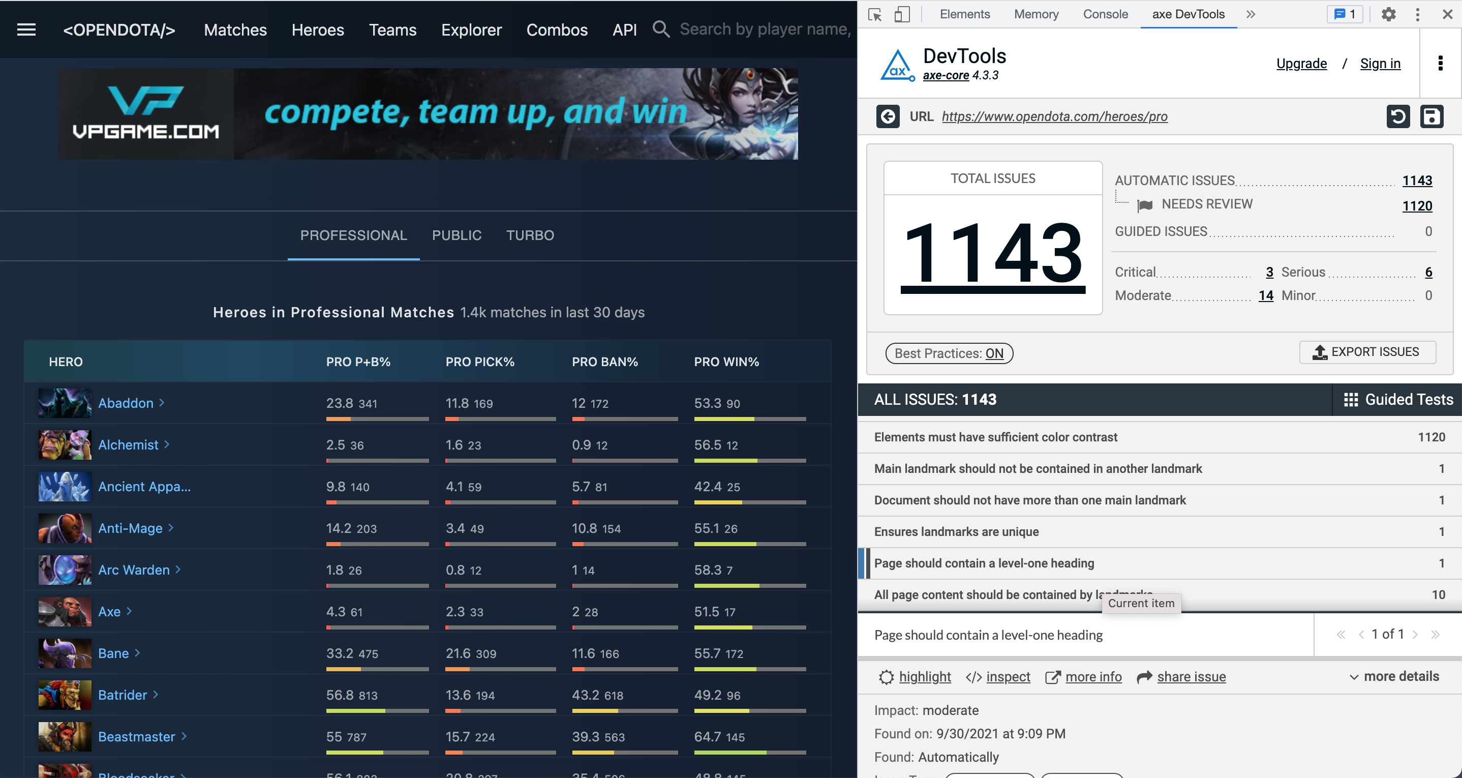 Accessibility improvements for web app · Issue #2832 · odota/web · GitHub