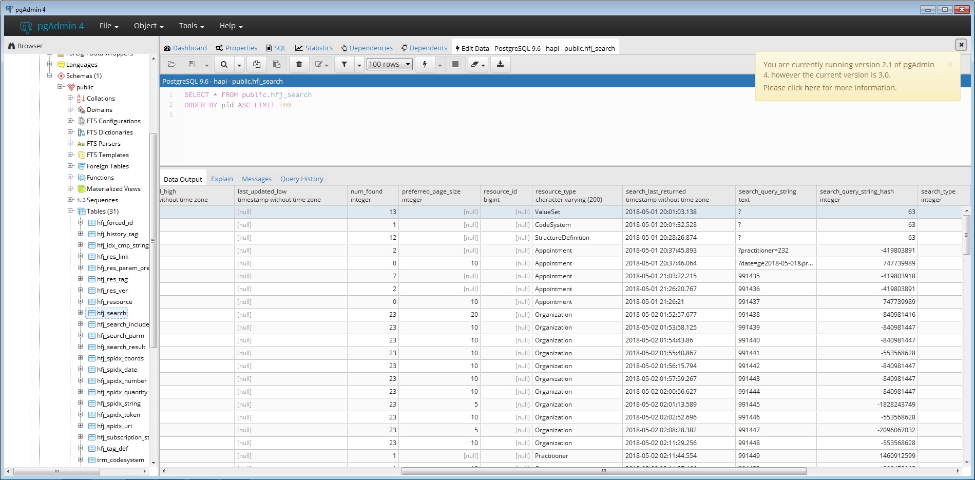 @Lob annotation on SEARCH_QUERY_STRING column definition in Search.java ...