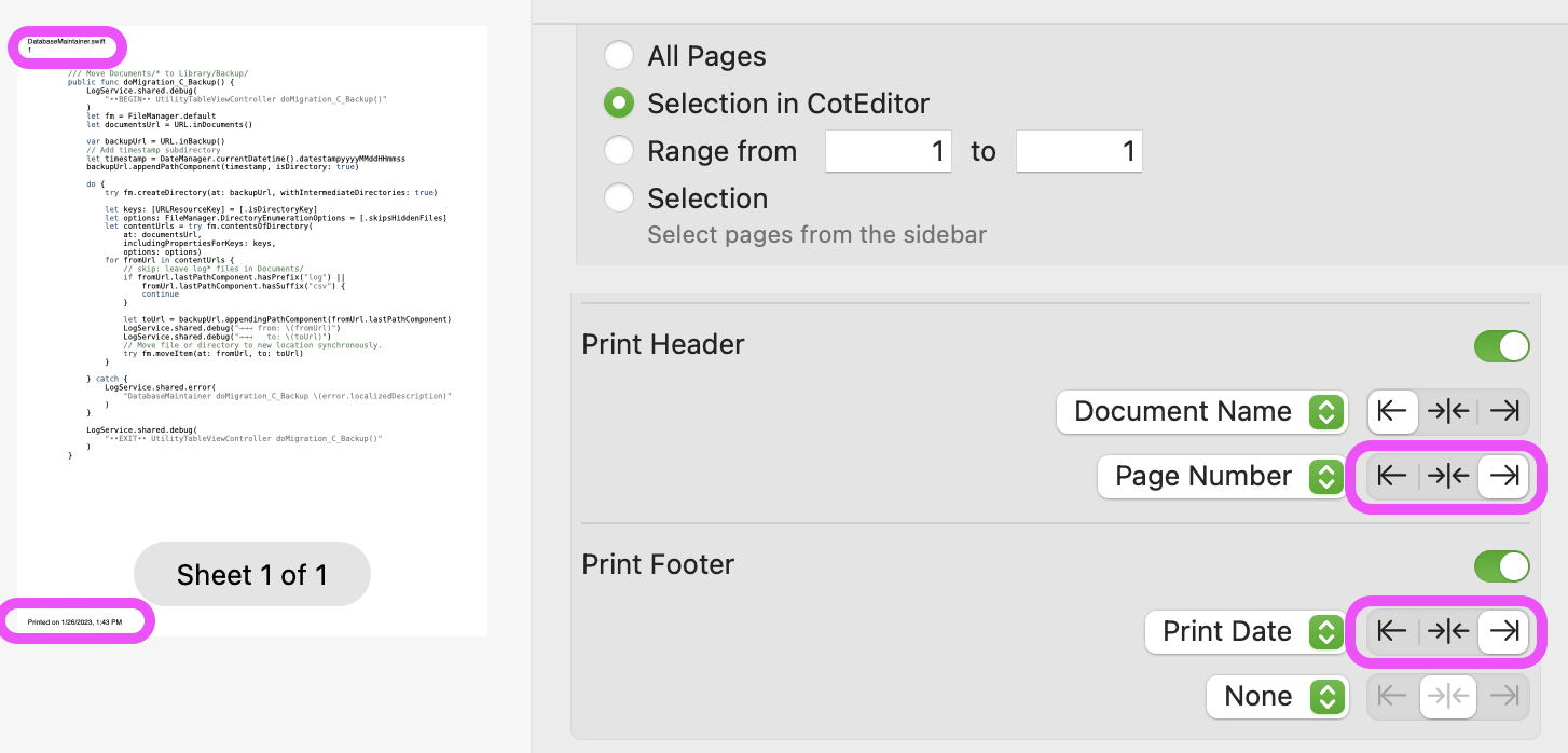 Bug: Print Header|Footer placement options do not match the selected settings · Issue #1423 ...
