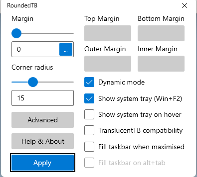 Dynamic mode extends taskbar to edge of the screen · Issue #221 · RoundedTB/RoundedTB · GitHub