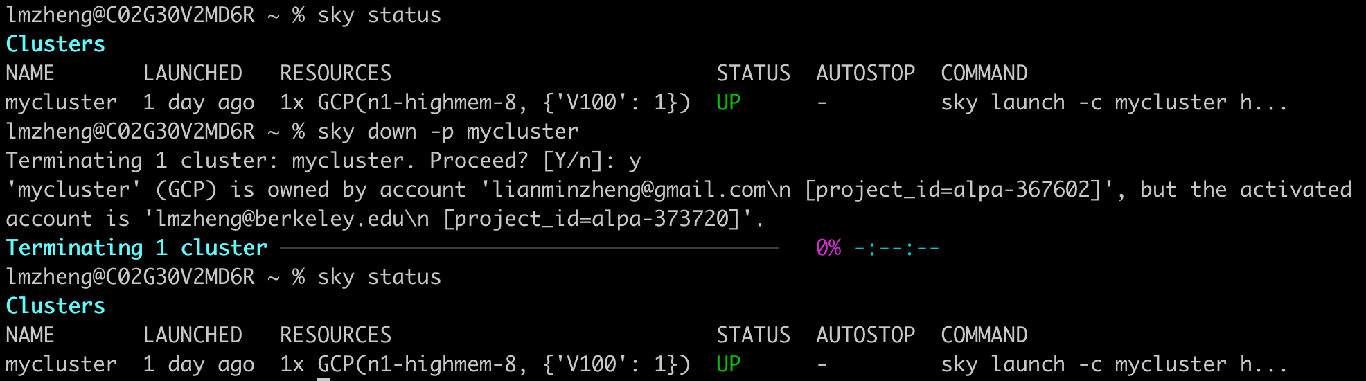 “sky down --purge” does not work after I switch GCP users · Issue #1761 · skypilot-org/skypilot ...