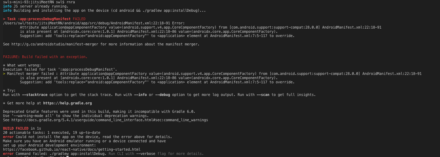 Jitsi-maven-repository update break android build. · Issue #57 · skrafft/react-native-jitsi-meet ...