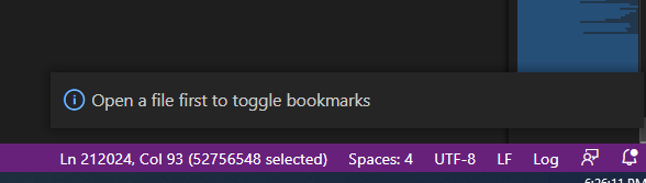 [BUG] - "Open a file first to toggle bookmarks" for large files (~50Mb) · Issue #409 ...