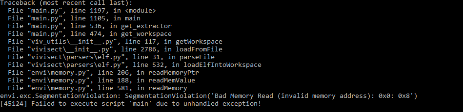 Bad Memory Access causes capa script/binary to fail and exit · Issue #1859 · mandiant/capa · GitHub