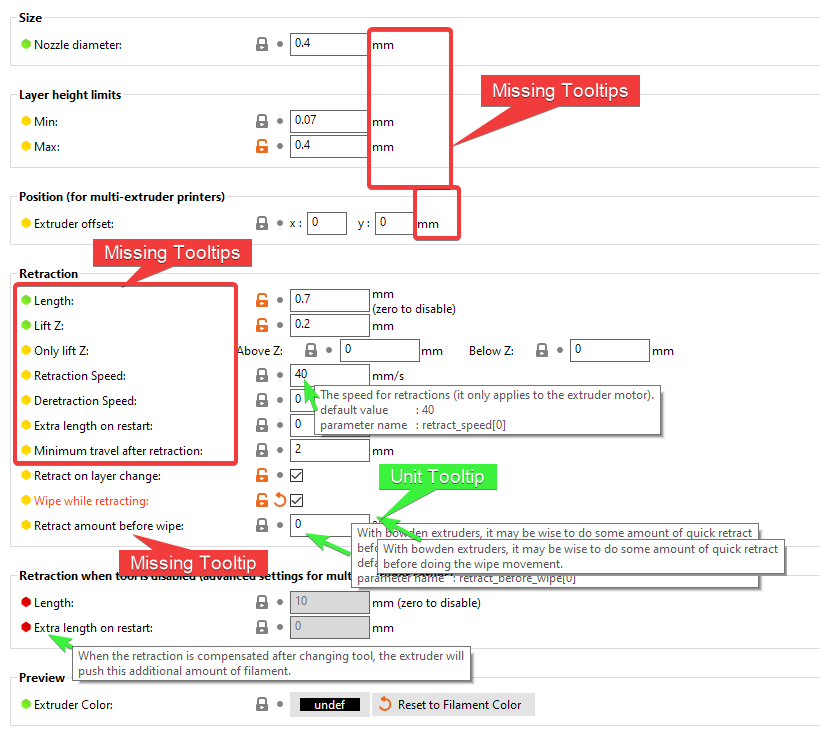 Tooltip on "Retract amount before wipe" setting for retractions · Issue ...
