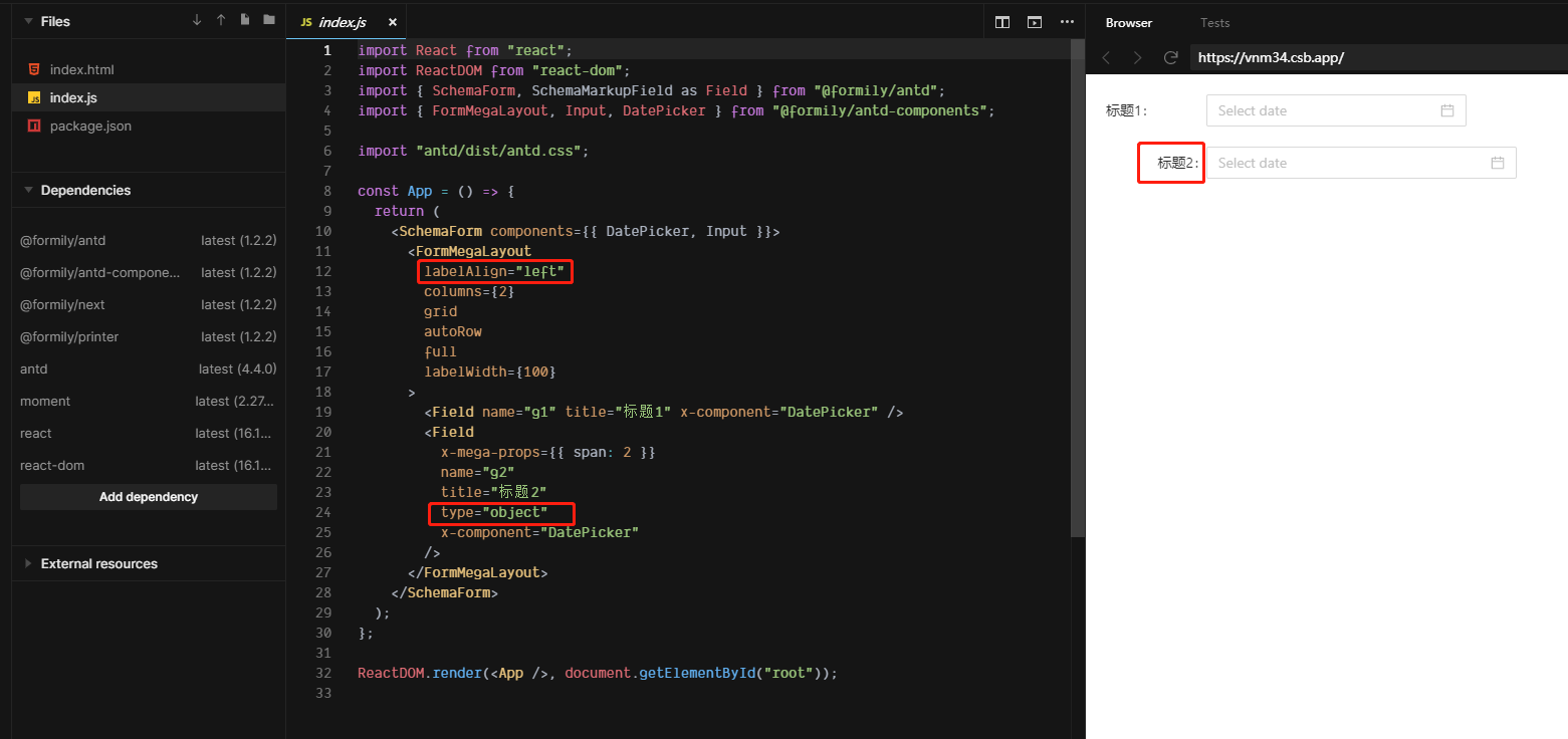 object嵌套类型的对齐问题 · Issue #923 · alibaba/formily · GitHub