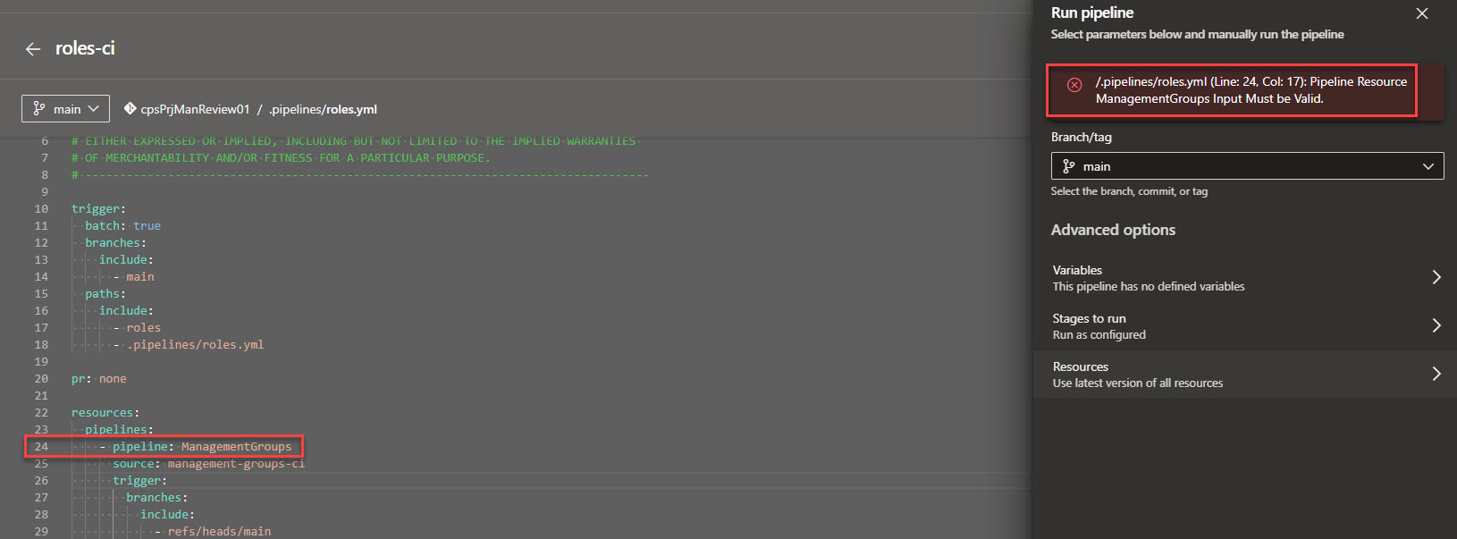 Pipeline Resource ManagementGroups Input Must be Valid. · Issue #174 · Azure/CanadaPubSecALZ ...