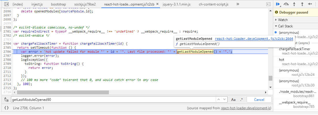 hot update was not successful. hot updated failed for module ... Last ...