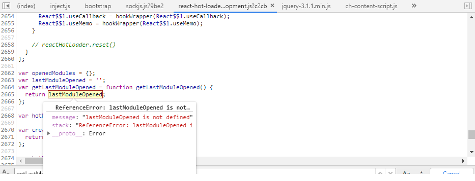 hot update was not successful. hot updated failed for module ... Last ...