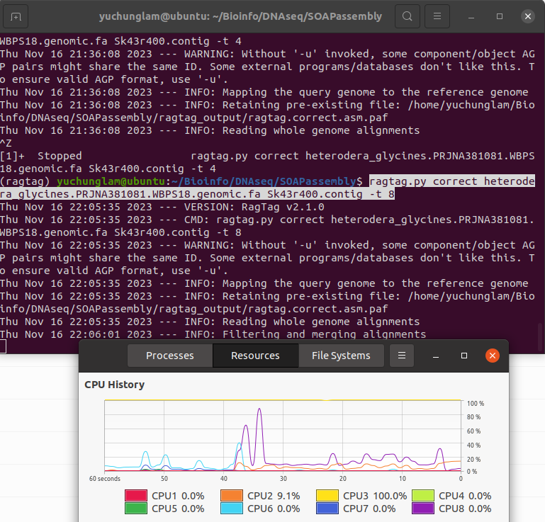 Can't use multiple threads via -t · Issue #171 · malonge/RagTag · GitHub