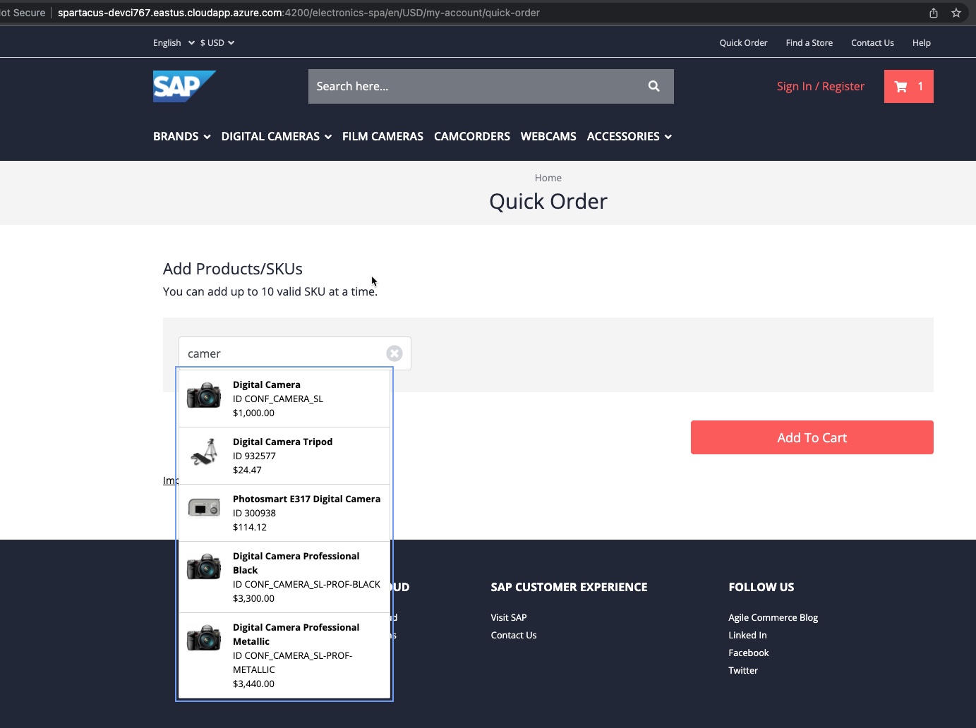 Search box on Quick Order page doesn't support keyboard navigation ...