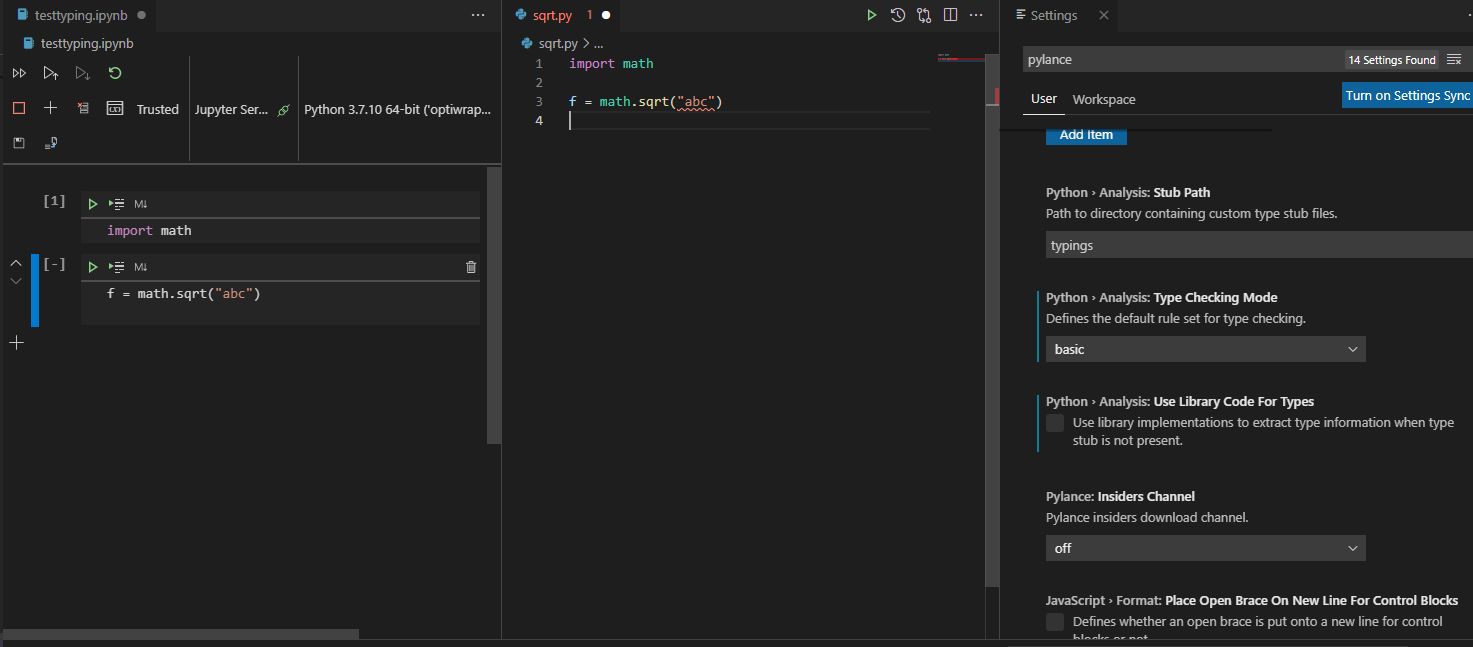 Type checking in Jupyter notebook · Issue #1541 · microsoft/pylance-release · GitHub
