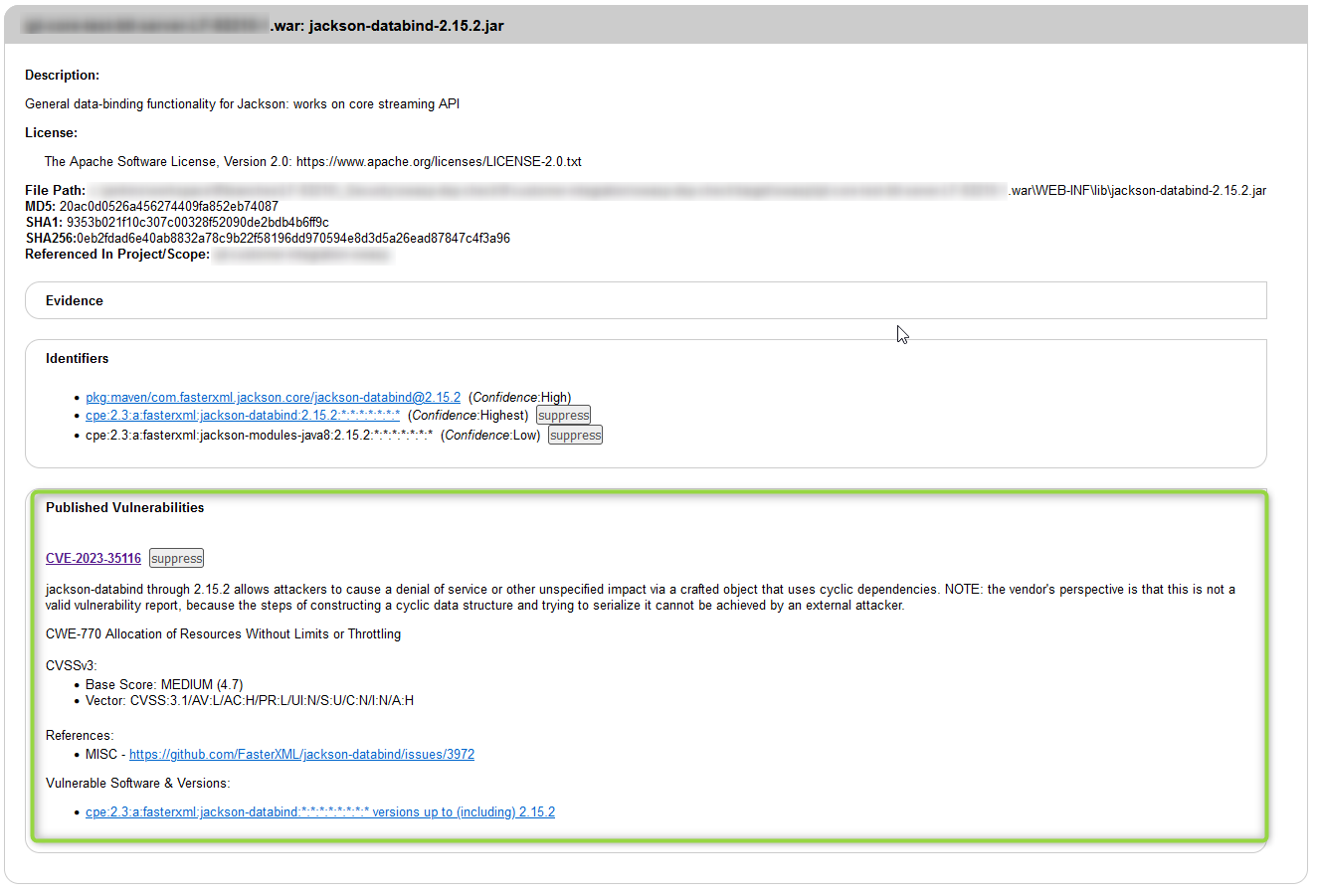 Cves Like Eg Cve 2023 35116 Not Recognized Anymore · Issue 6123 · Jeremylongdependencycheck 