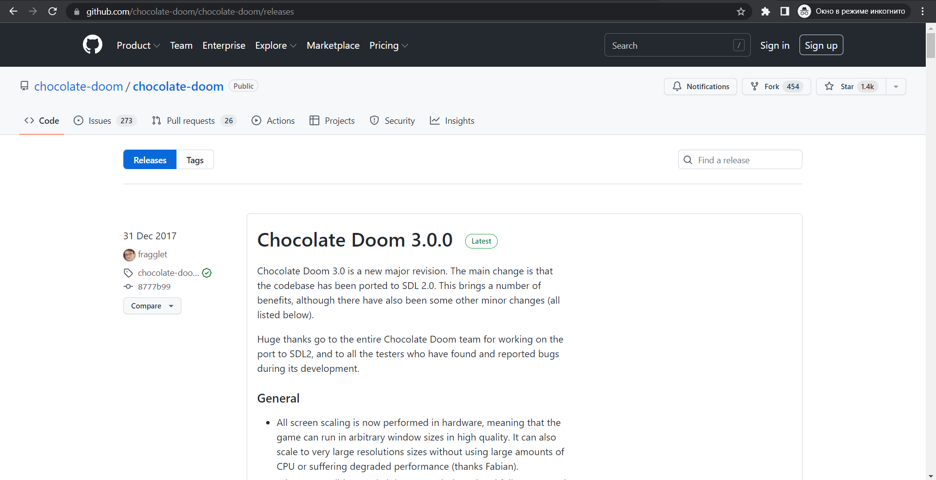 Choco 3.0.1 not listed among Github releases · Issue #1483 · chocolate-doom/chocolate-doom · GitHub